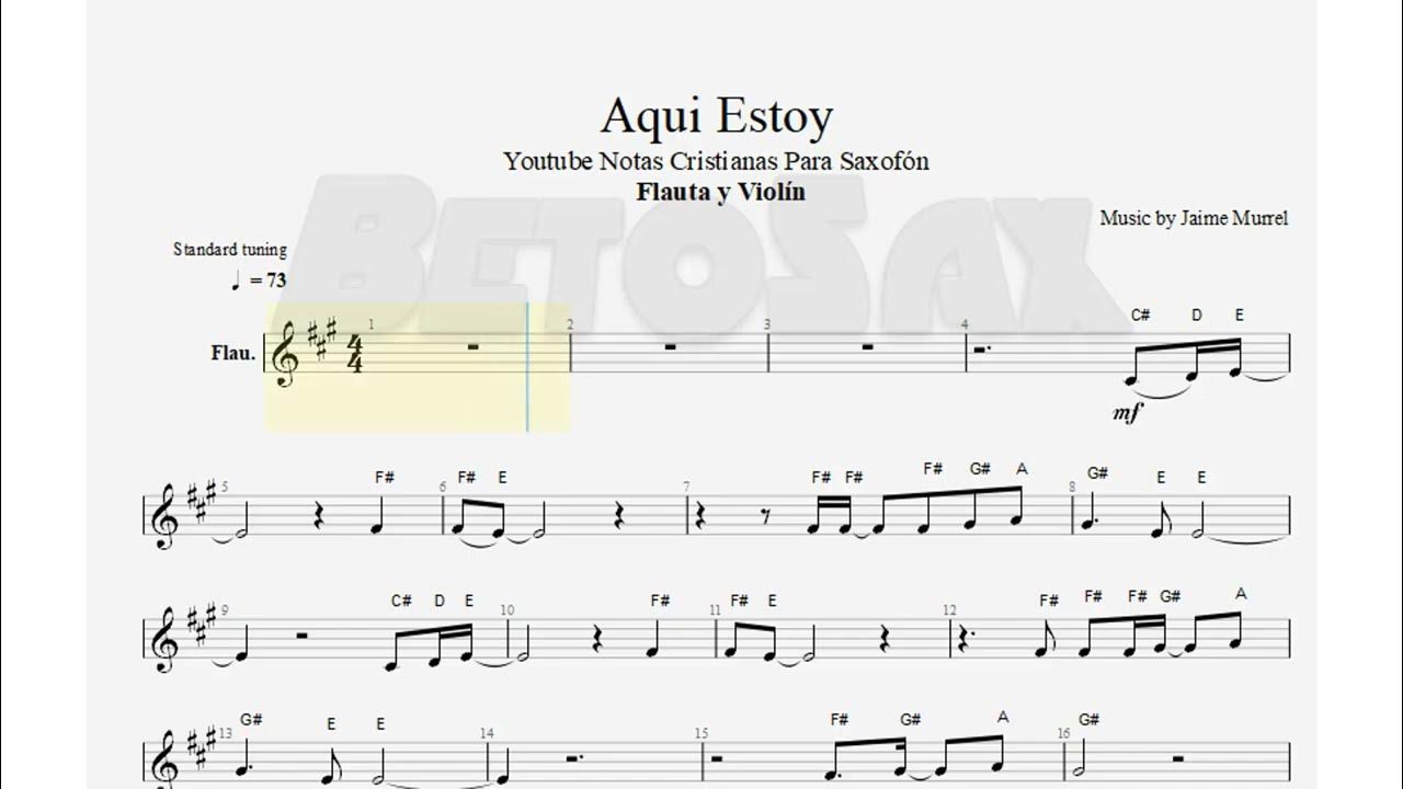 Aqui Estoy, Jaime Murrel, Flauta y Violín, Partitura, Cifrado, Notas, Tutorial - YouTube