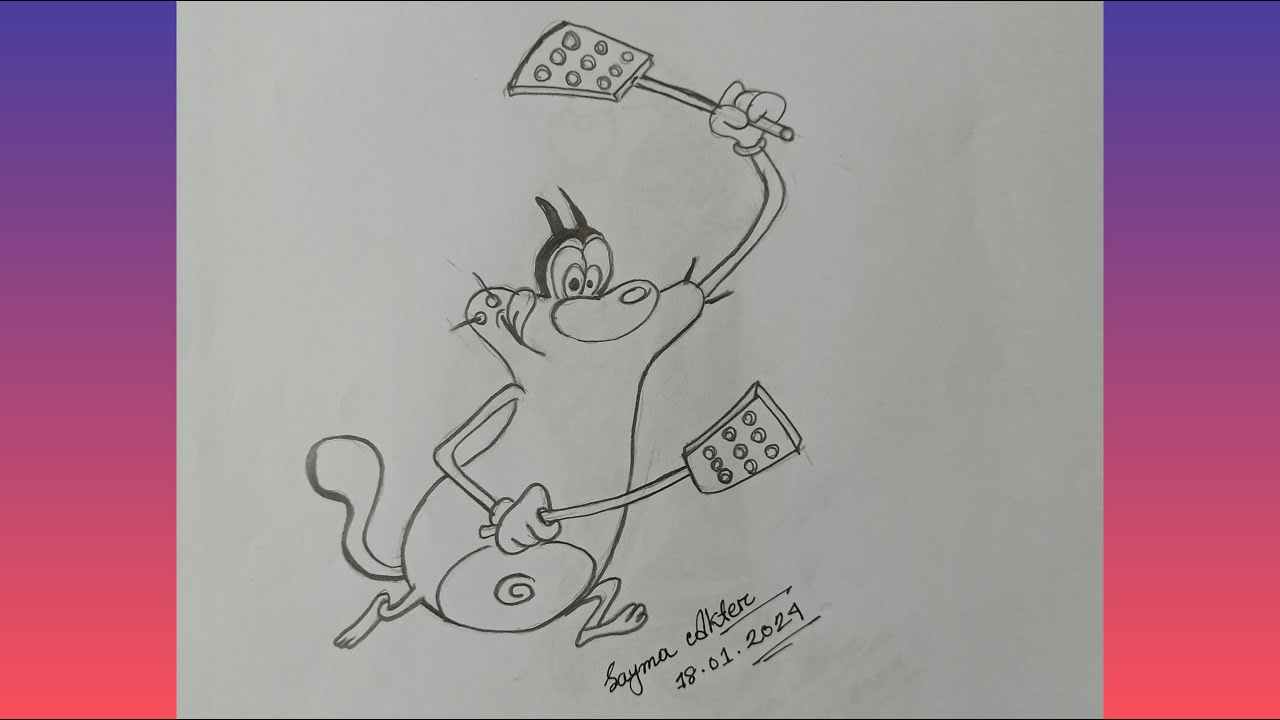 How to draw Oggy easy step by step || Oggy and the cockroaches - YouTube