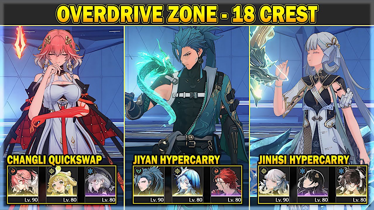 Overdrive Zone Tower of Adversity - 18/18 Crests - Jiyan, Changli, and Jinhsi Team | Wuthering ...
