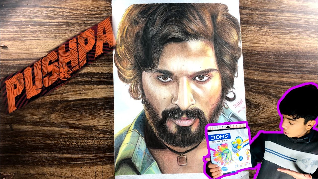 Allu Arjun Drawing pencil Colour (Pushpa movie) Dom's Colour #pushpa # ...