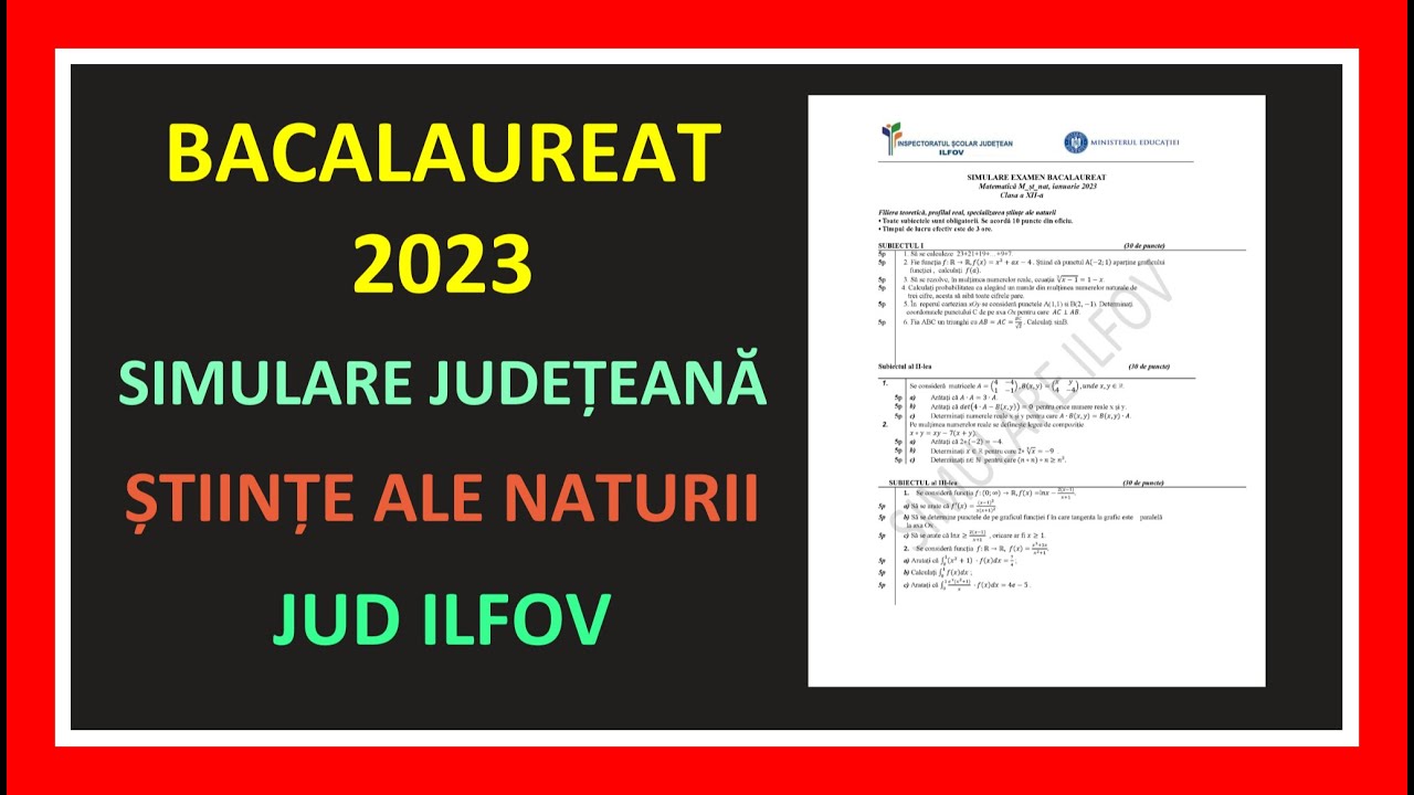 SIMULARE BACALAUREAT MATEMATICA 2023 MODEL REZOLVAT BAC SUBIECTE PROFIL ...
