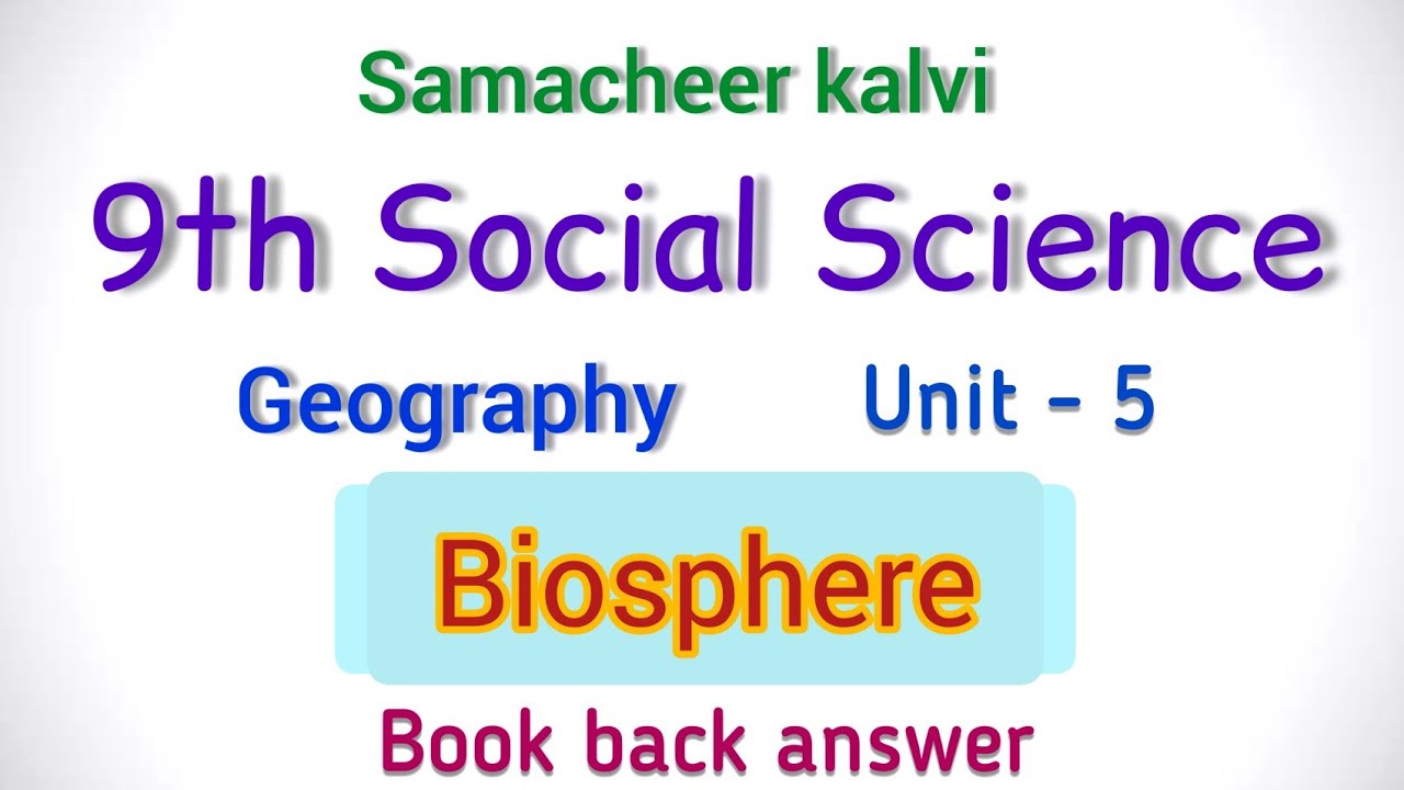 9th SOCIAL SCIENCE Geography unit 5 Biosphere book back answer | learn ...
