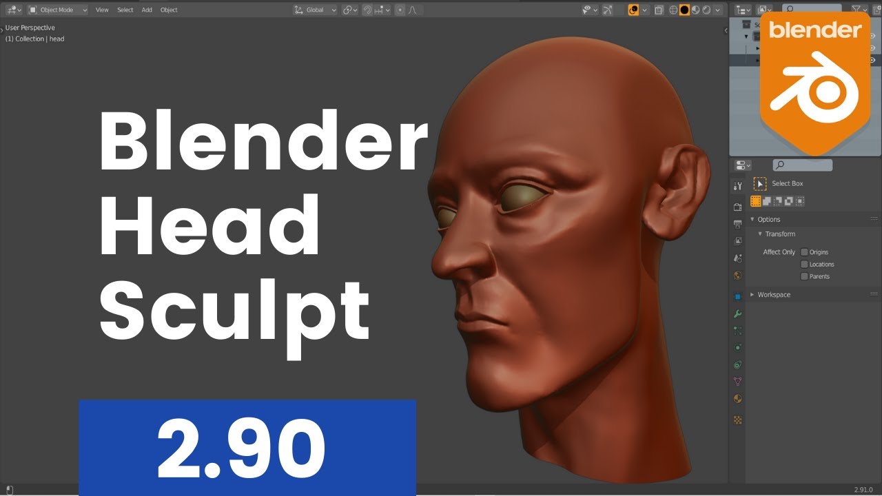 How To Digital Sculpt Human Male Head In Blender 2.90 Beginner Tutorial ...