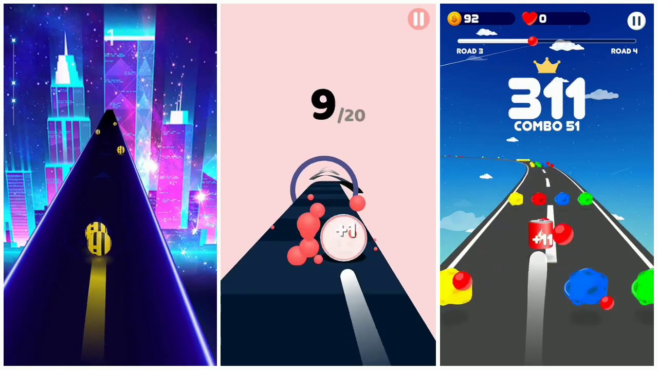 DANCING ROAD vs COLOR ROAD vs SPACE ROAD - COMPARE MUSIC PLAY 《GAMERZ ...