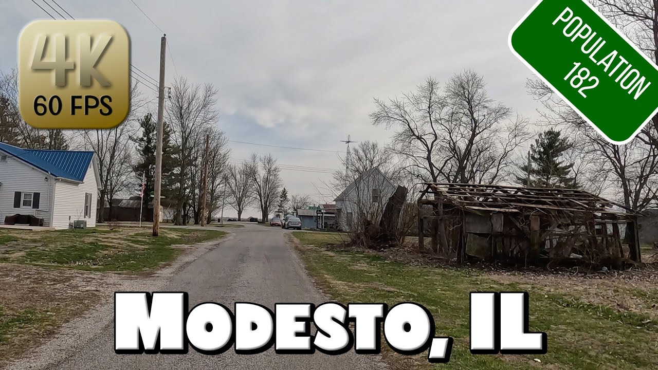 Driving Around Tiny Village Modesto, IL in 4k Video - YouTube