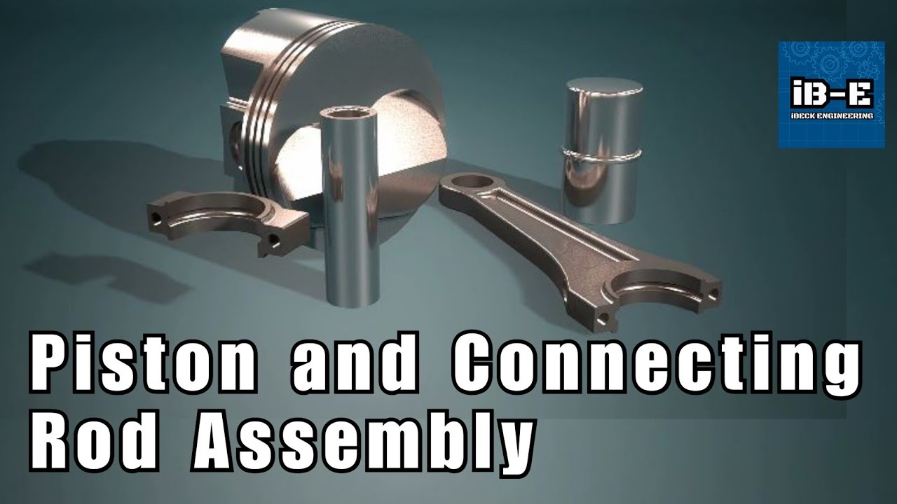 Piston and connecting rod 3d animation - YouTube