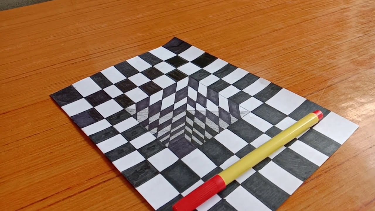 How to draw 3D cube illusion abstract art drawing step by step. - YouTube