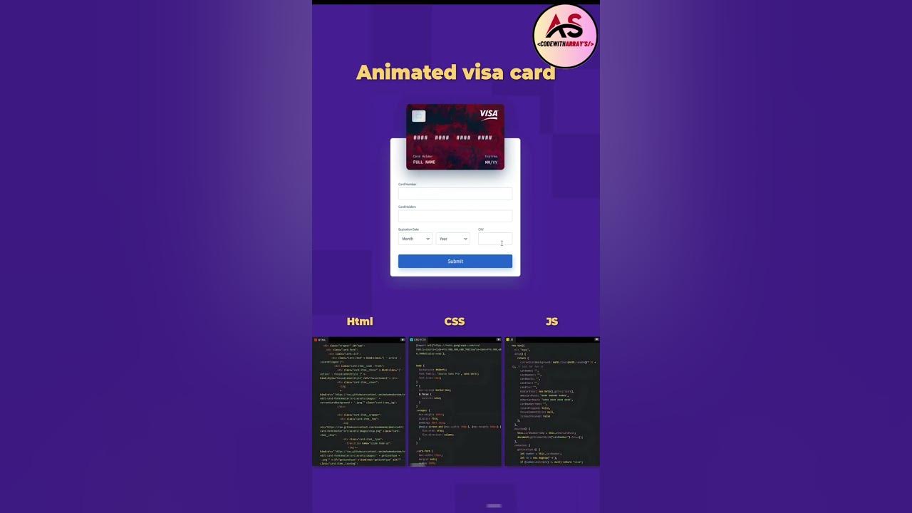 Animated Visa Card Using Html Css Js Html Coding Webdesign Webdevelopment Css Htmlcss