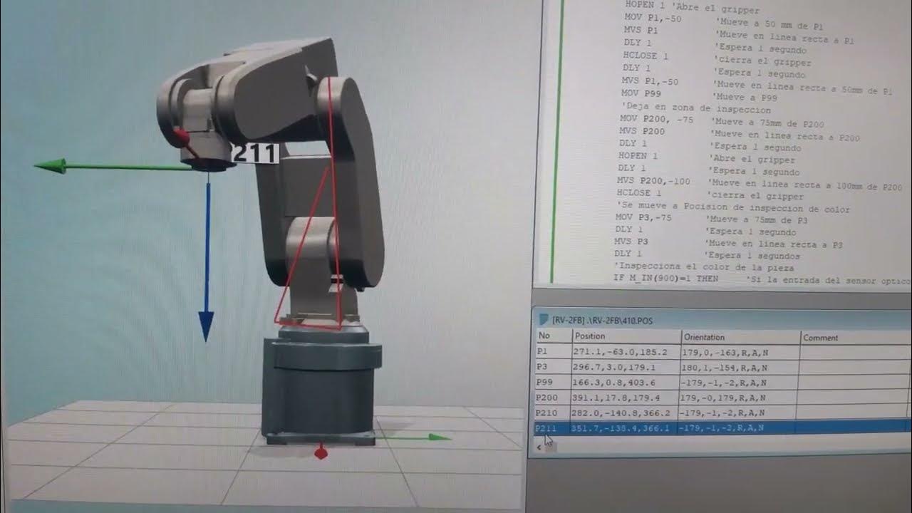 Práctica #8 como subir programación de Ciros studio a Robot RV-2FB - YouTube