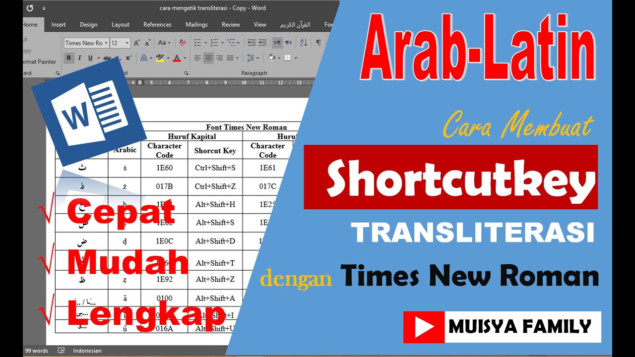 CARA MEMBUAT SHORTCUTKEY TRANSLITERASI UNTUK FONT TIMES NEW ROMAN - YouTube