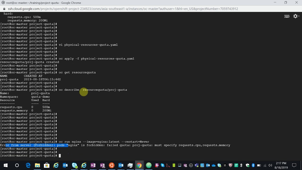 OpenShift for admins - Project quota - YouTube