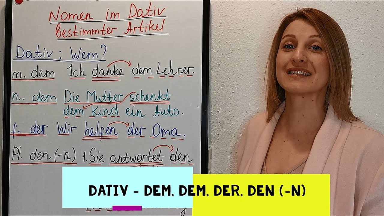 Dativ - dem, dem, der, den (-n) - bestimmter Artikel - A1 - YouTube