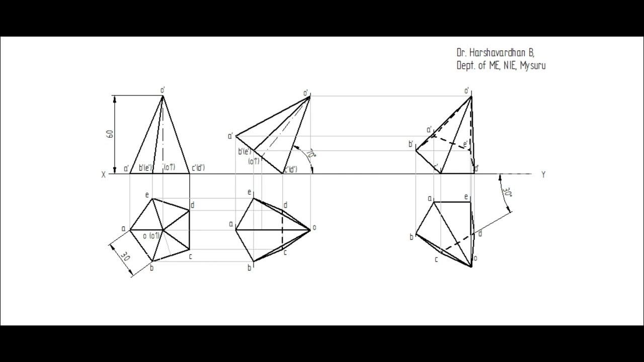 Animation of orthographic projection of a pentagonal pyramid - YouTube