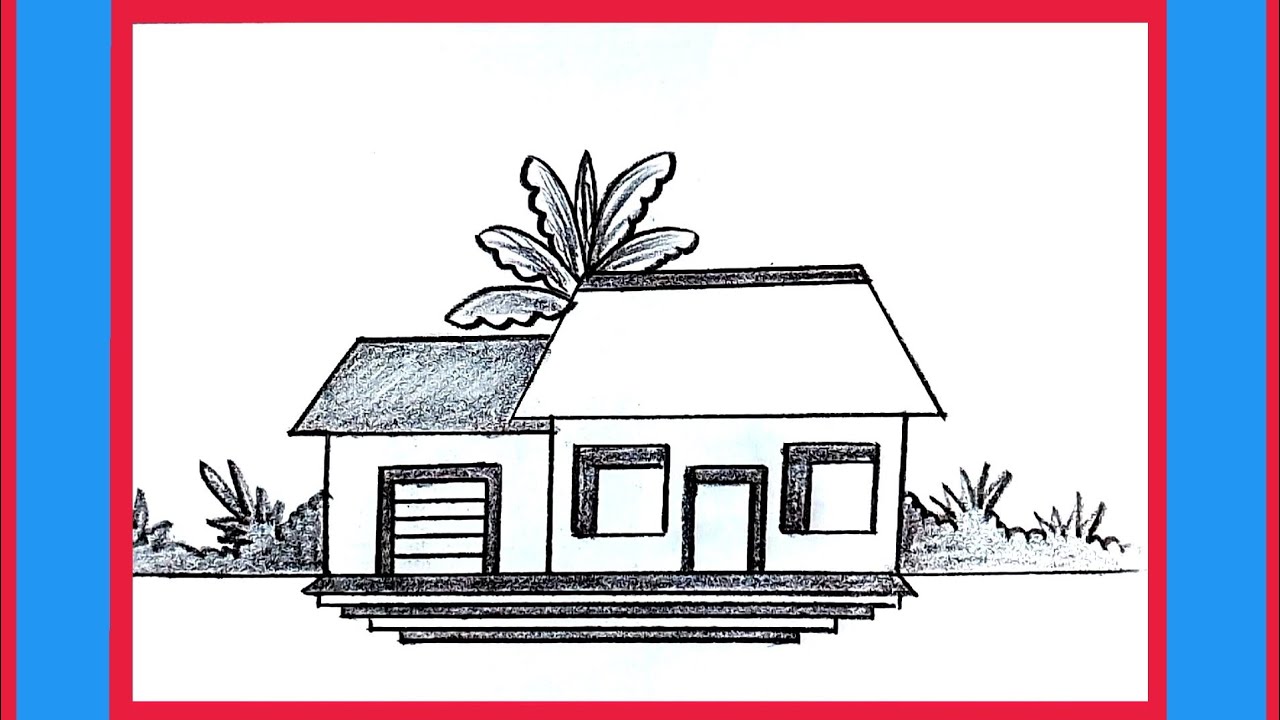 How to draw House Scenery | Ghar ka chitra | House Drawing - YouTube