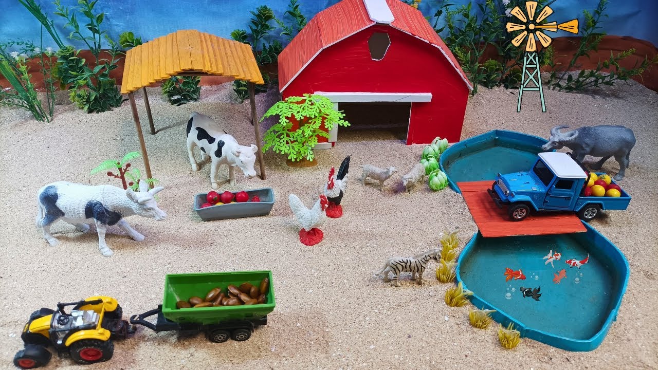 DIY how to make Cattle Farm Village- Cow, sheep Farm Diorama- Barn ...