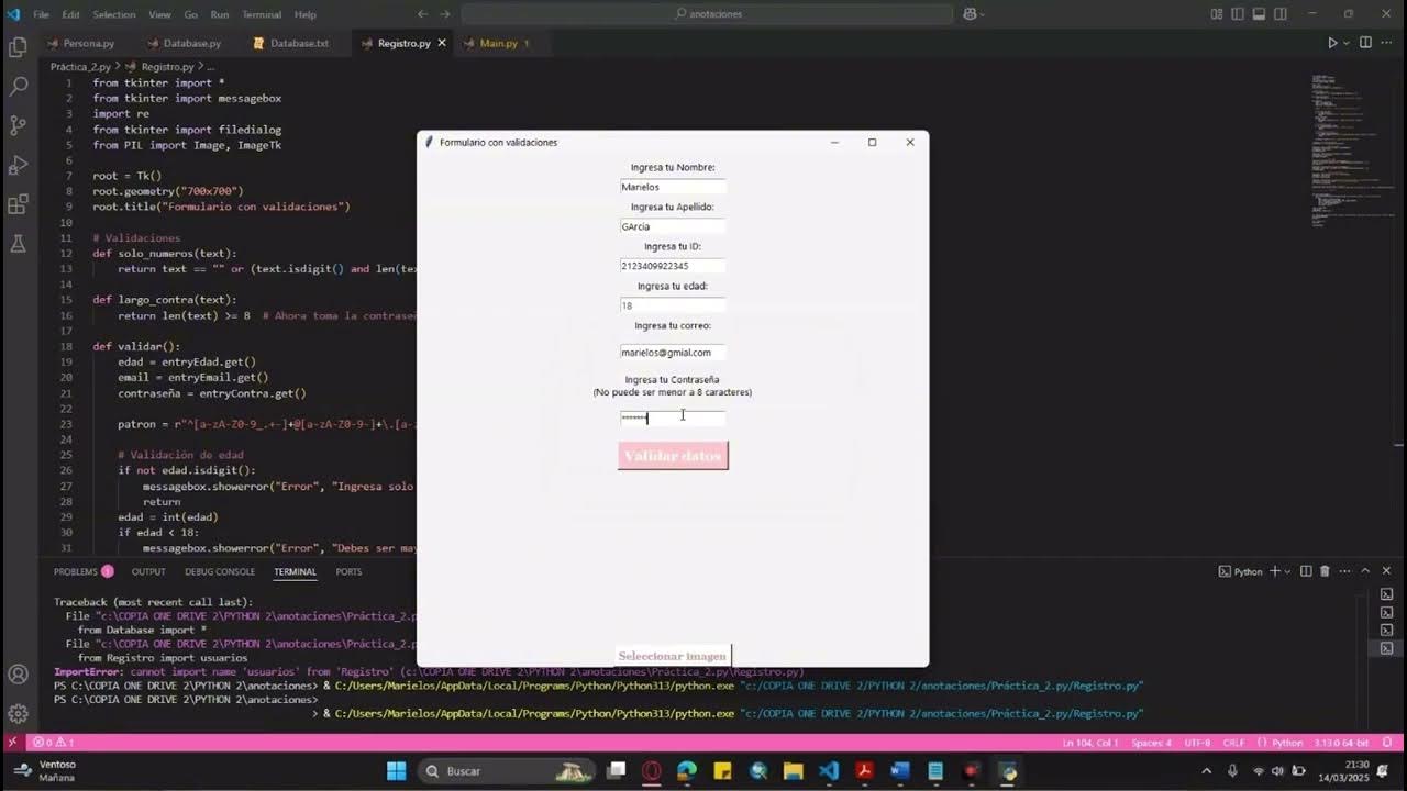 Práctica 2 / Perfil de Registro con Python y Tkinter - YouTube