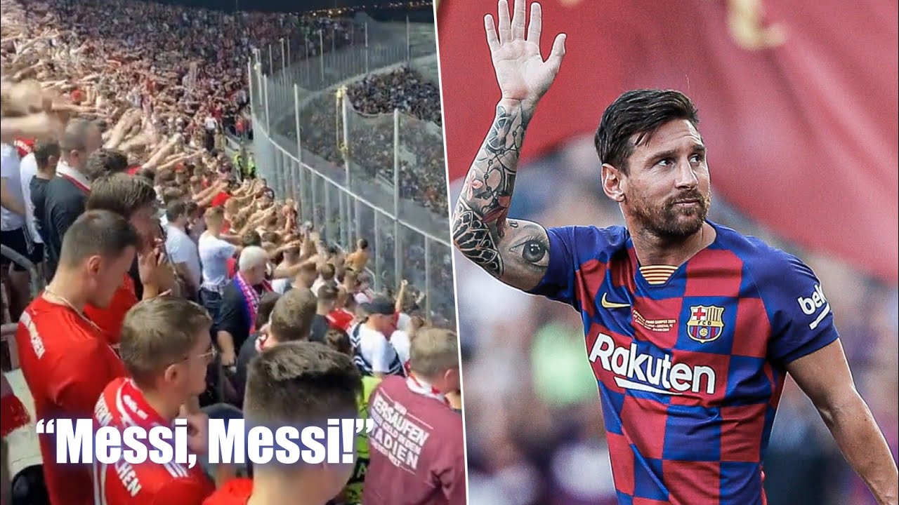 Bayern fans chant "Messi, Messi, Messi" at camp Nou 👀| Barcelona vs ...