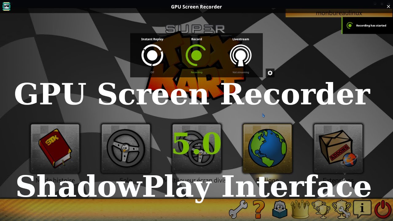 GPU Screen Recorder 5.0 nouvelle interface à la ShadowPlay - YouTube