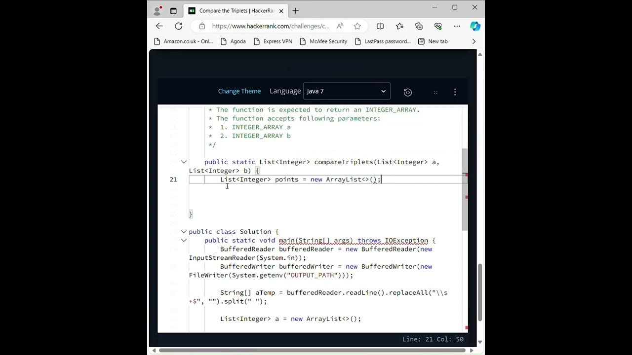 Problem Solving Hackerrank Daily Hit A 3 Compare The Triplets Youtube