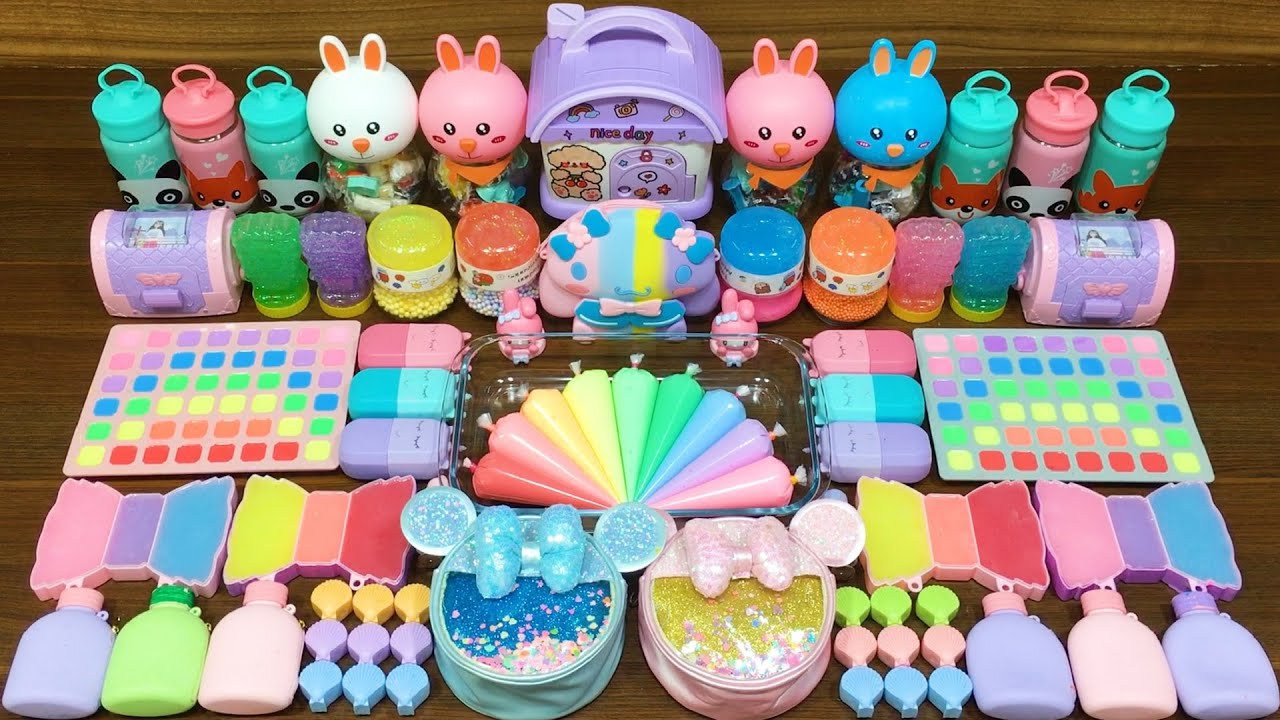 PASTEL slime !!! Mixing random into GLOSSY slime !!!Satisfying Diana ...