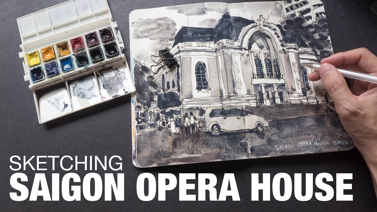 Saigon Opera House (timelapse) (Sketching HCMC #8) - YouTube