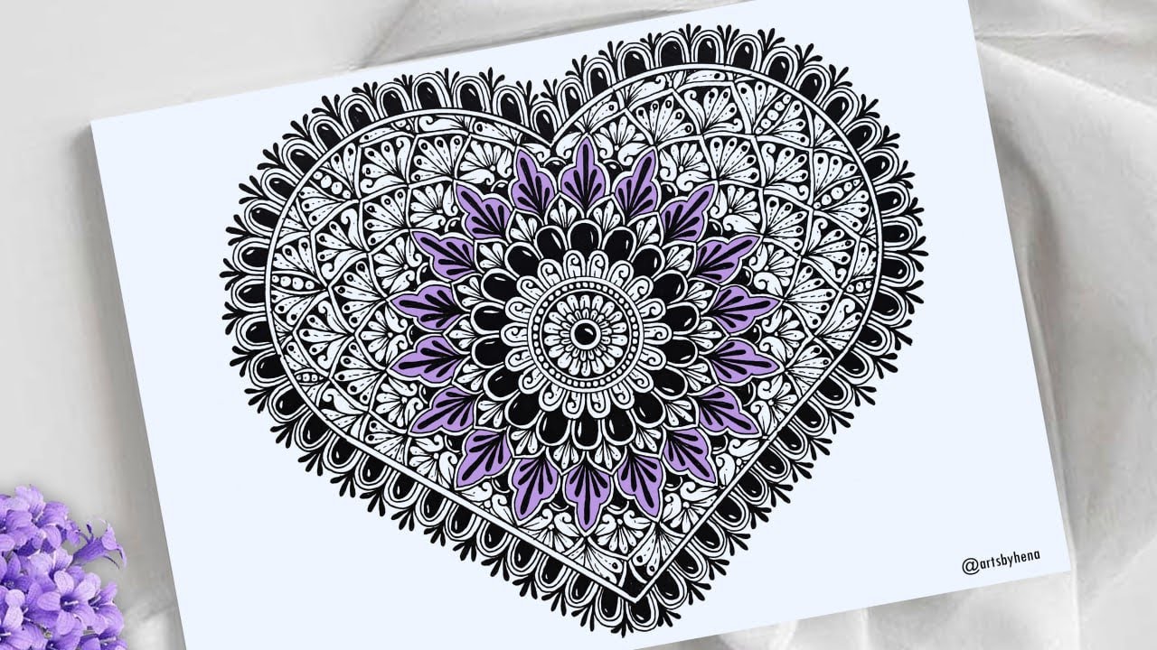 How To Create a Beautiful Heart Mandala💗Heart Mandala Art Therapy💗 ...