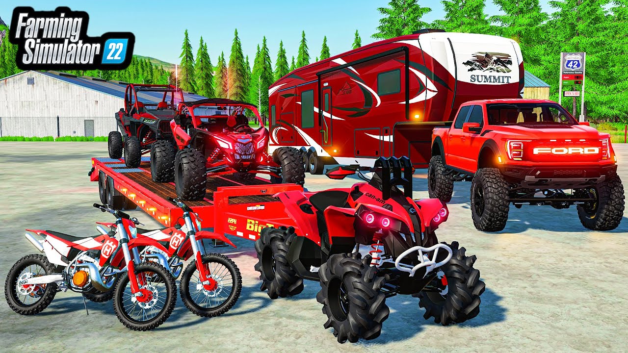 ALL "RED" LUXURY CAMPING SETUP! (LIFTED TRUCKS + RZR) | FS22 - YouTube