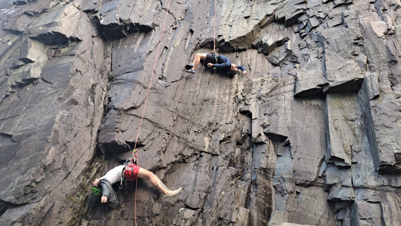 First time climbing on slate AND in Wales! - YouTube