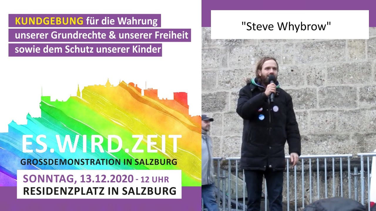 Steve Whybrow bei der Grossdemonstration in Salzburg am 13.12.2020 ...