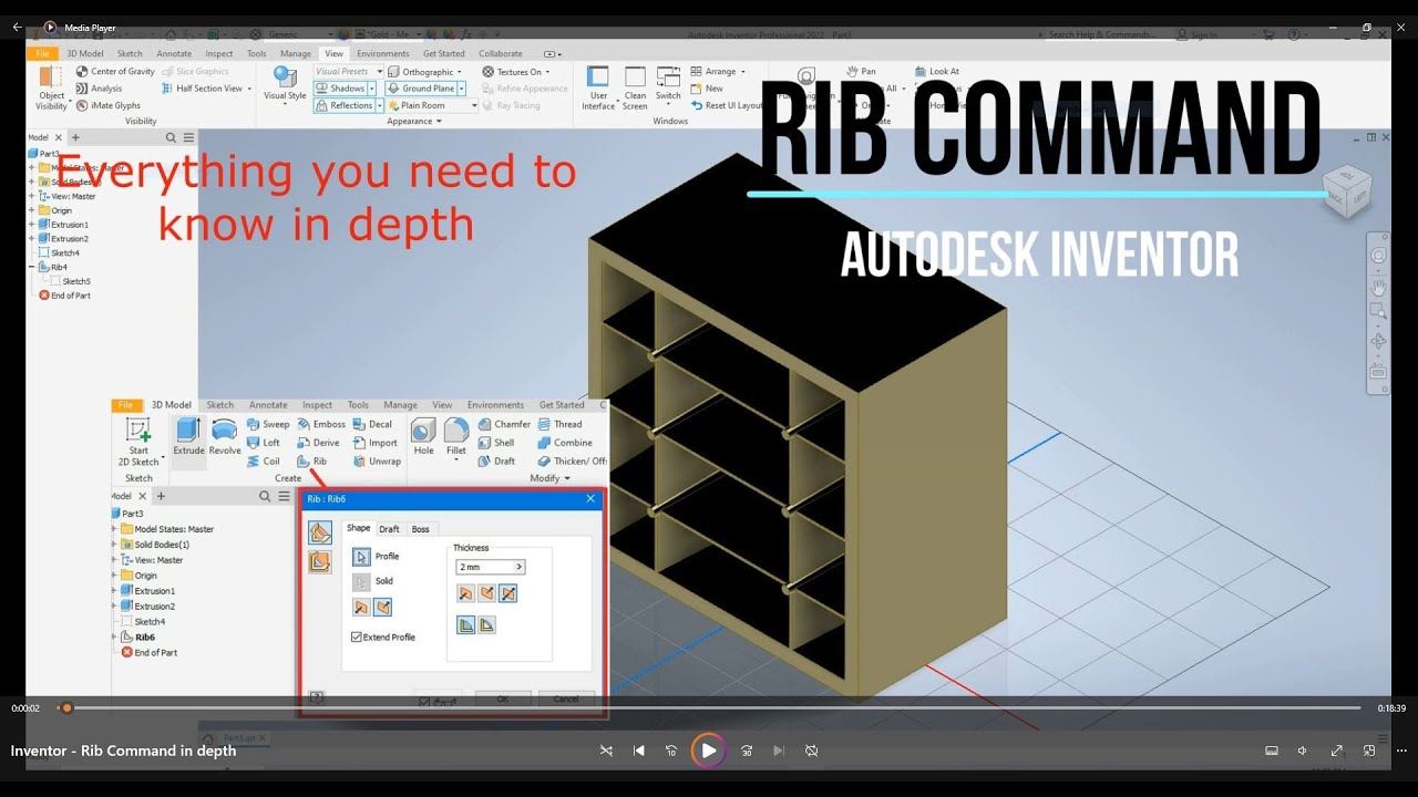Auto-desk Inventor RIB Command in depth - YouTube