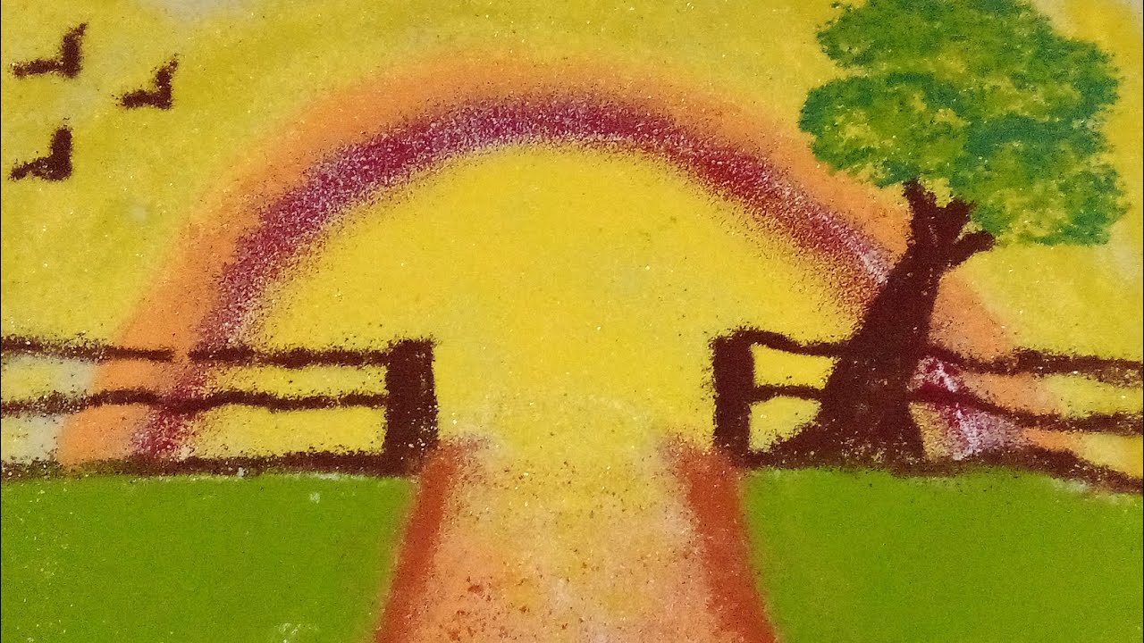 simple nature art | nature rangoli designs - YouTube