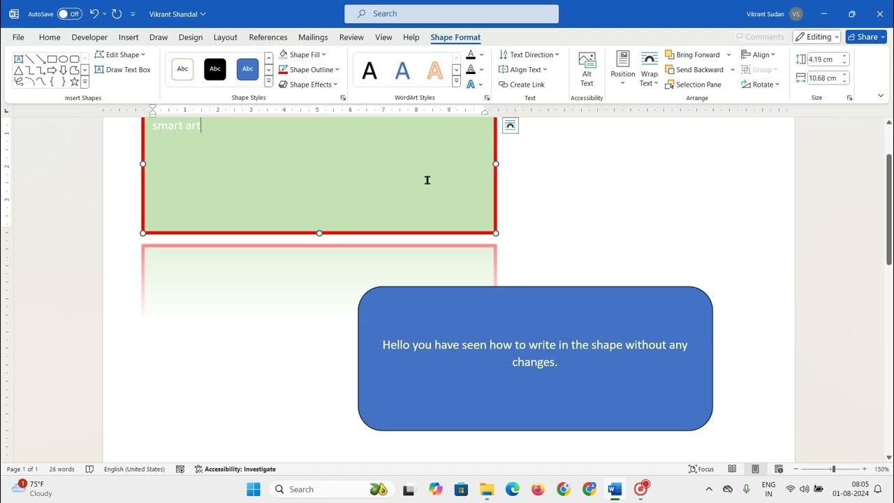 Shape Formatting || MS Word || Vikrant Shandal - YouTube