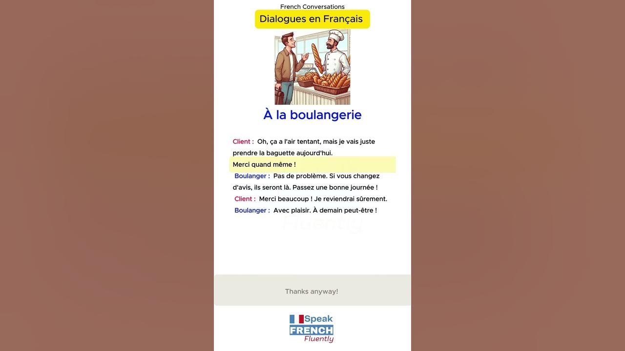 À la boulangerie, dialogue en français | Learn French through ...