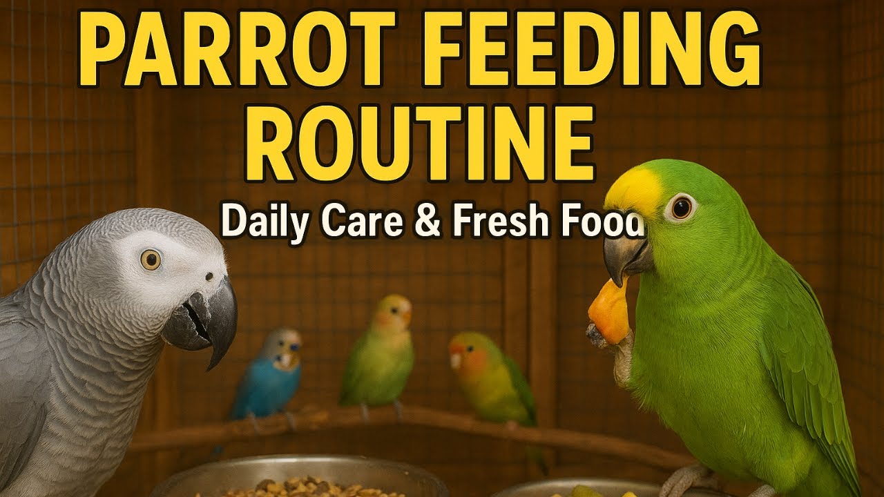 Parrot Feeding Routine in My Open Aviary | Daily Care & Fresh Food ...