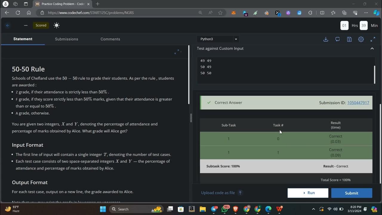 COdechef Starters 125C 50-50 Rule - YouTube