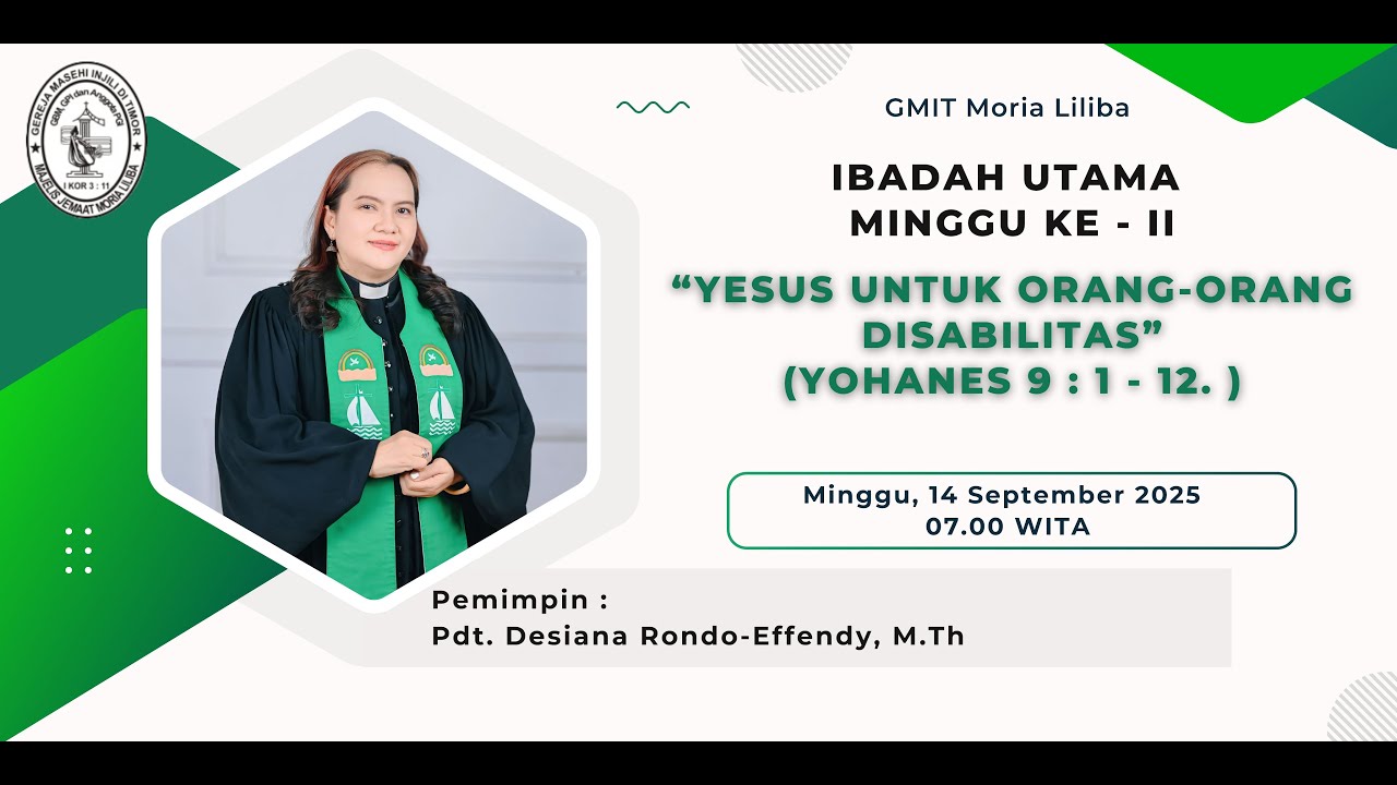 IBADAH UTAMA MINGGU KE-II || MINGGU, 14 SEPTEMBER 2025 || Pdt. Desiana ...