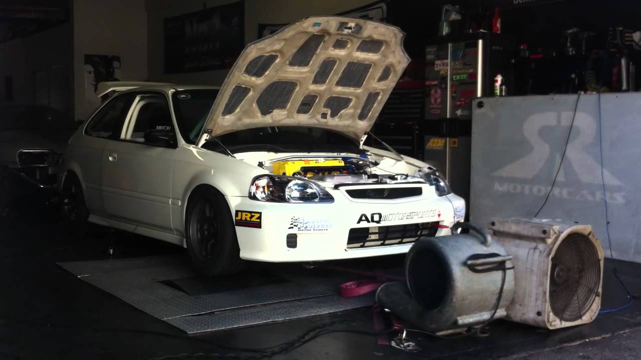 Clean K24 Powered EK Civic Hatchback on the Dyno - YouTube