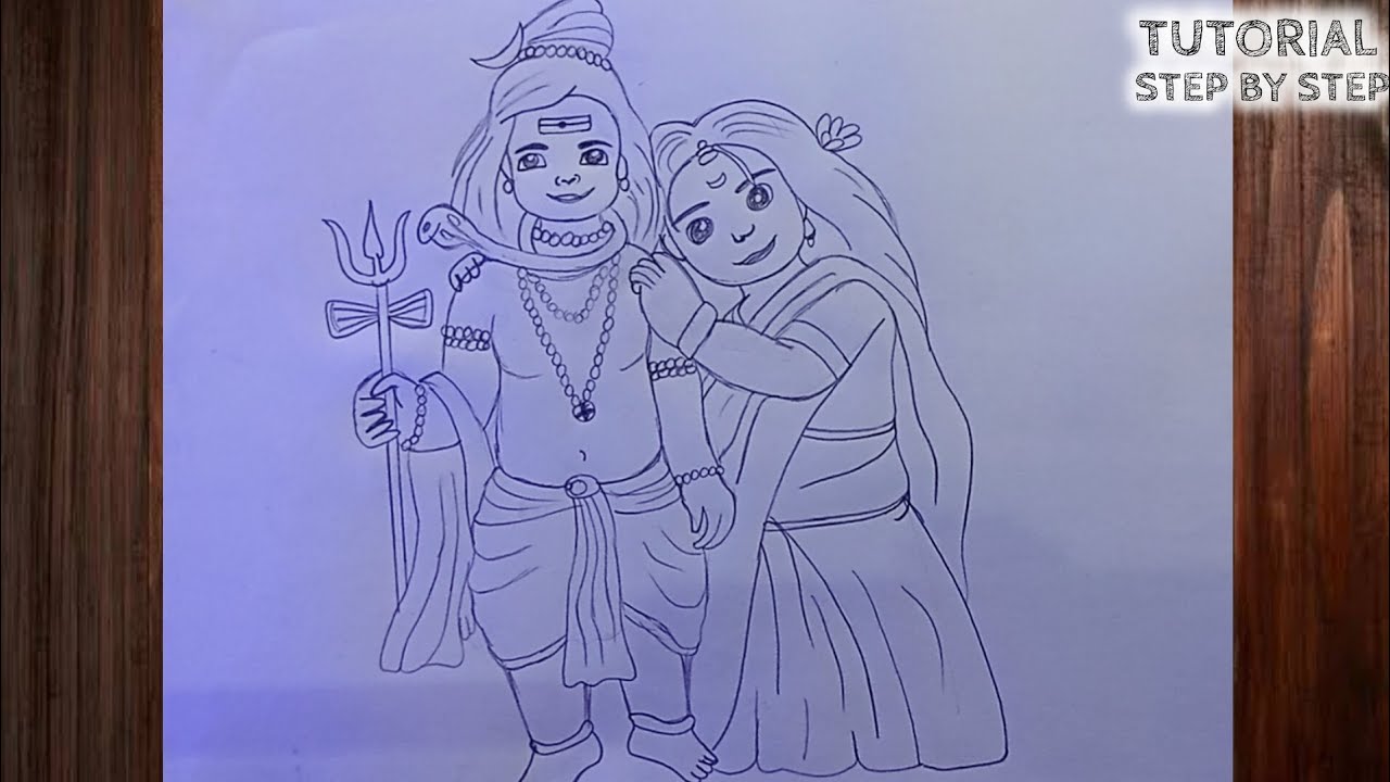 How To Draw Shiva parvati || Shiva parvati Drawing | Shiv parvati ...