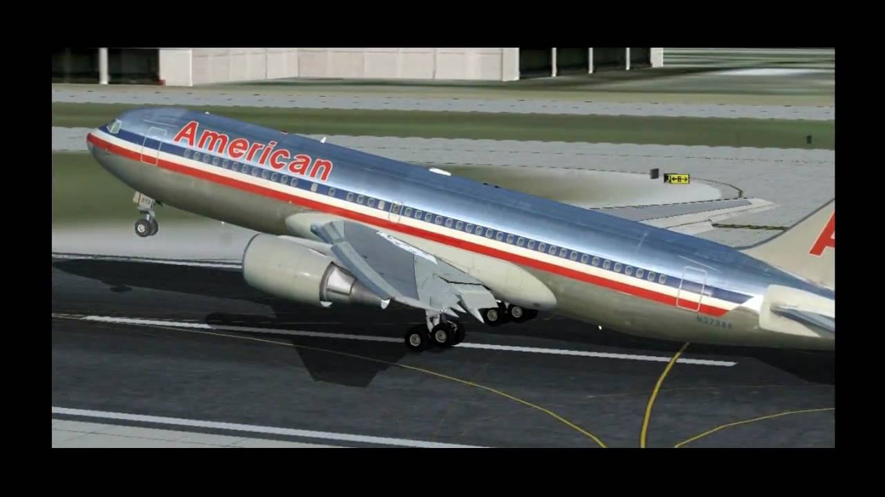 (HD) FS9: American Airlines Boeing 767 Takeoff - YouTube