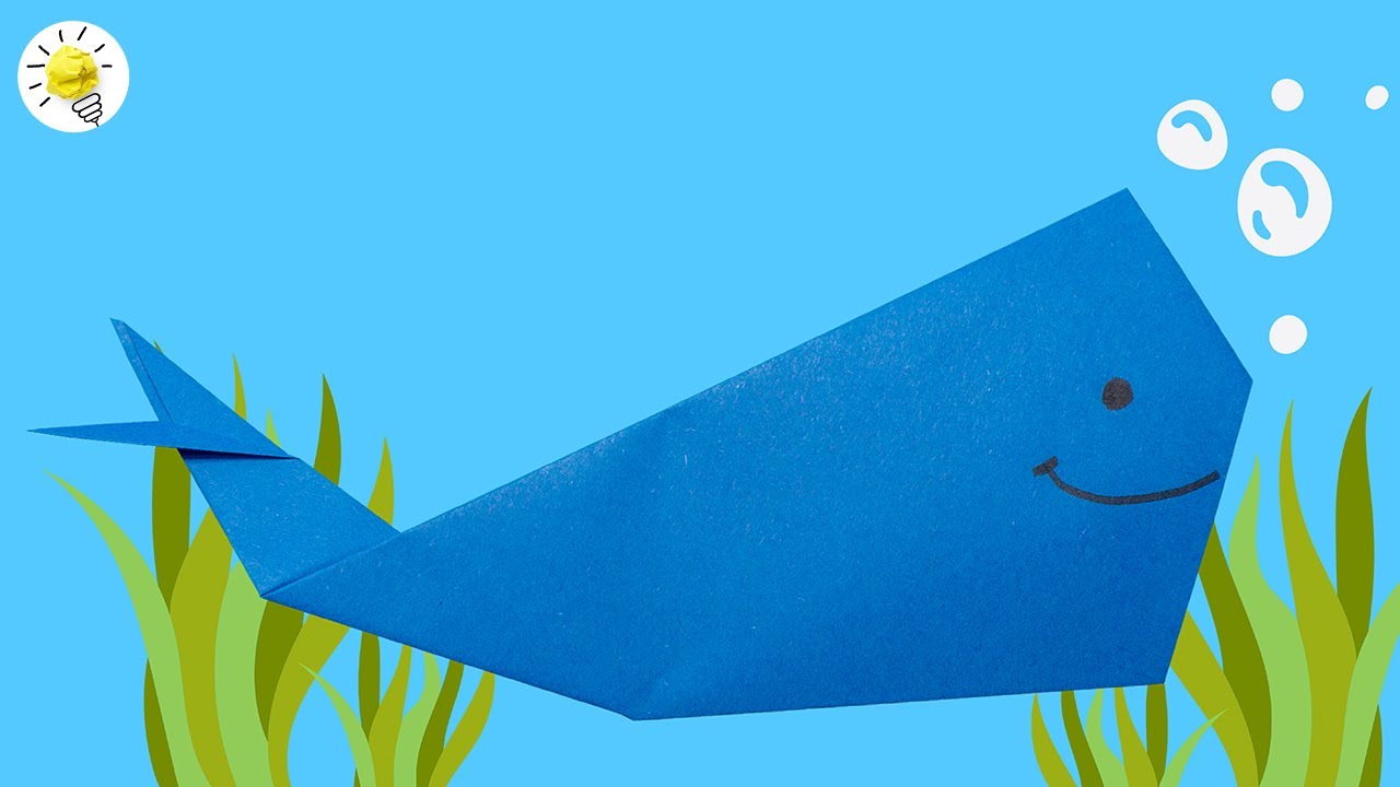 Origami Papier Wal falten | Kinder basteln mit Papier | Papier Wal ...