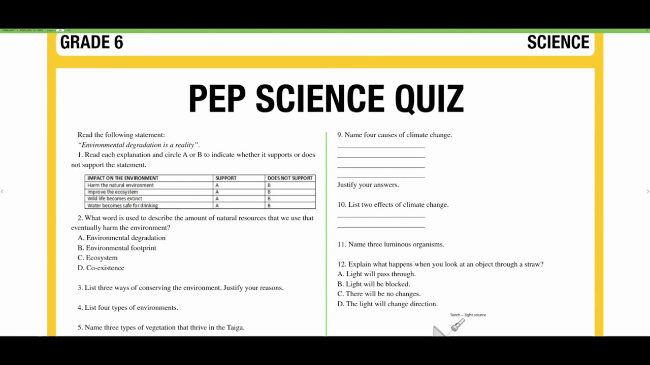 PEP Science Quiz | Light - YouTube