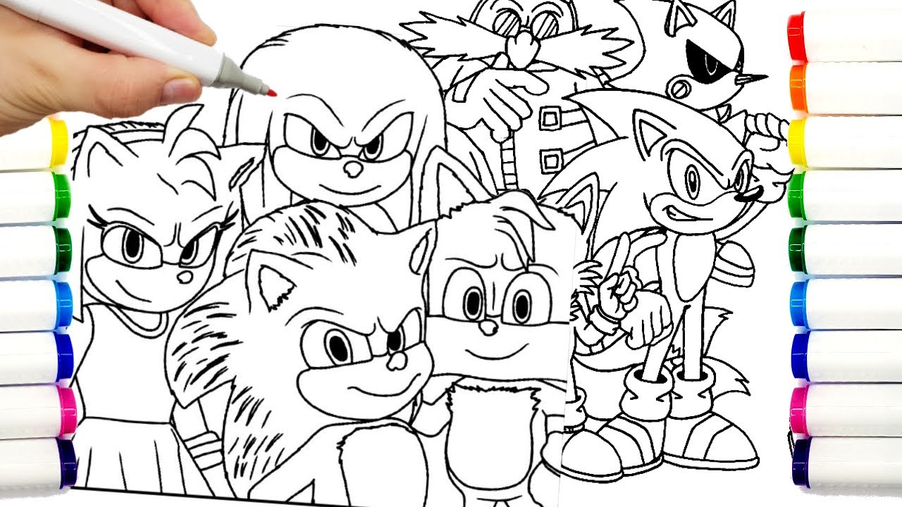 How to COLORING Sonic Team Coloring Pages Sonic The Hedgehog 3 DRAW ...