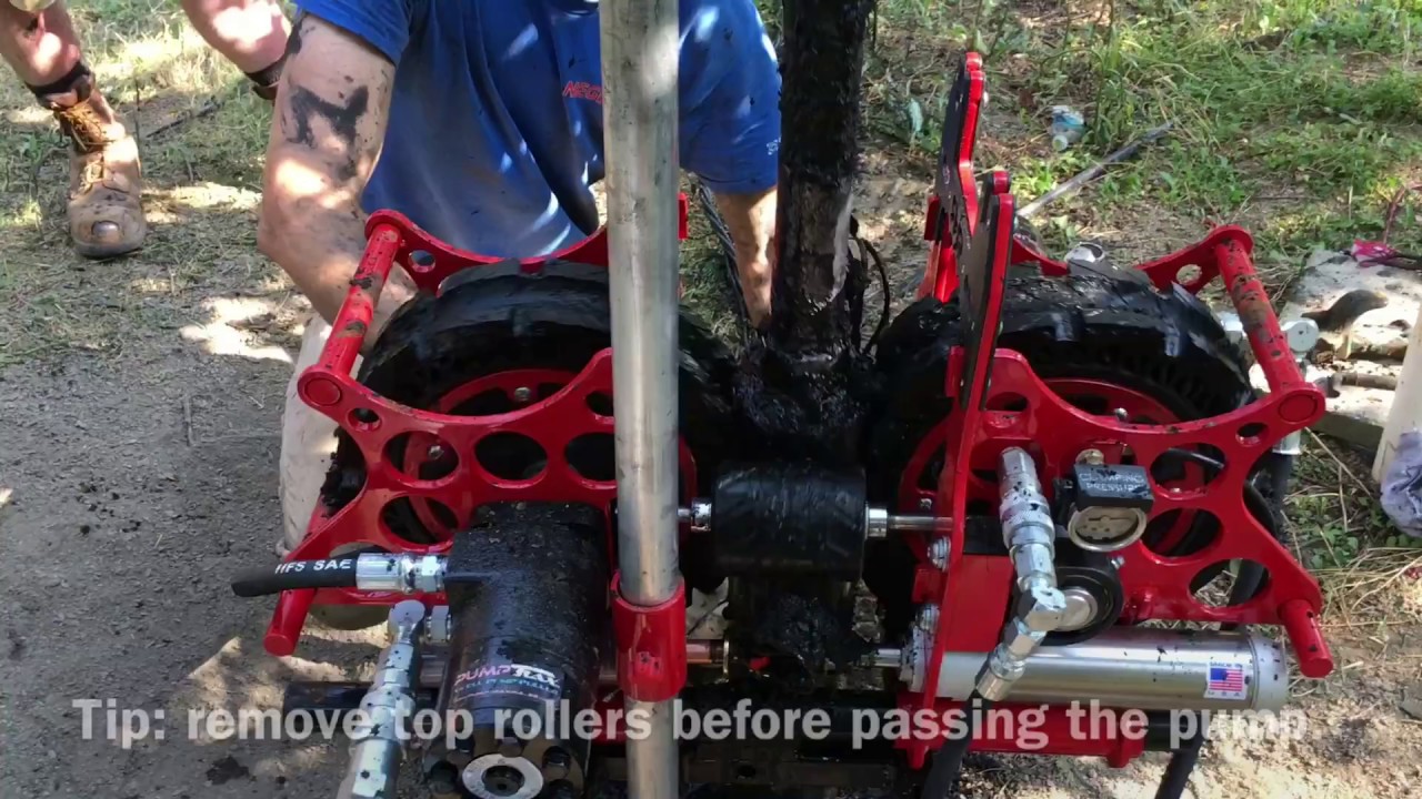 2017 PumpTrax Pulling 300' of 1-1/4" Manganese Covered Steel Pipe ...