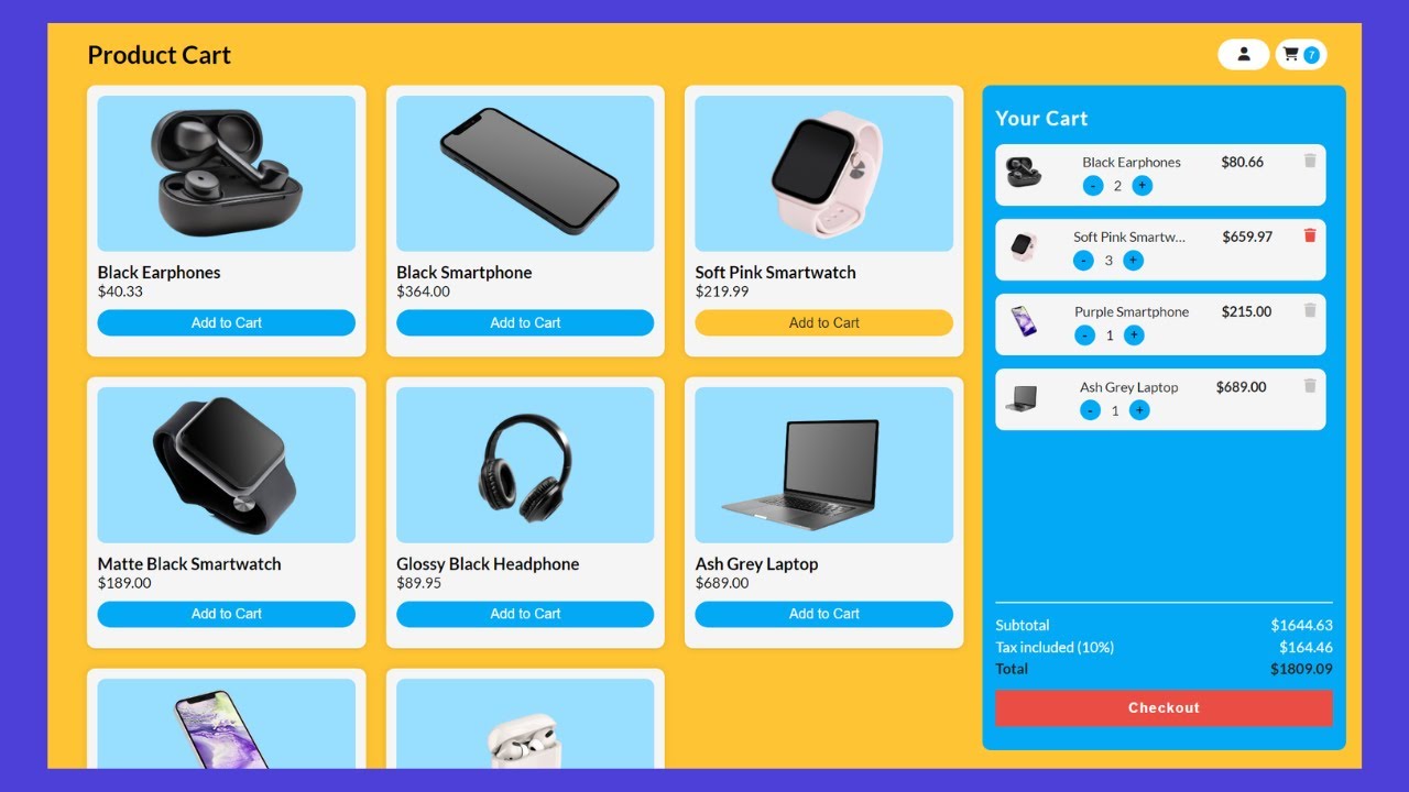 Responsive Shopping Cart Website With Html Css Javascript Checkout