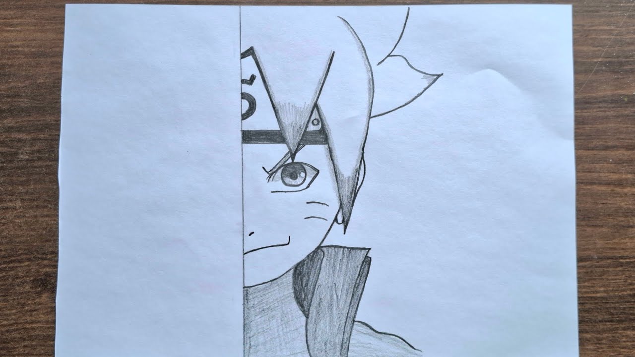 HOW TO DRAW BORUTO ANIME HALF FACE DRAWING STEP BY STEP EASY WAY ...
