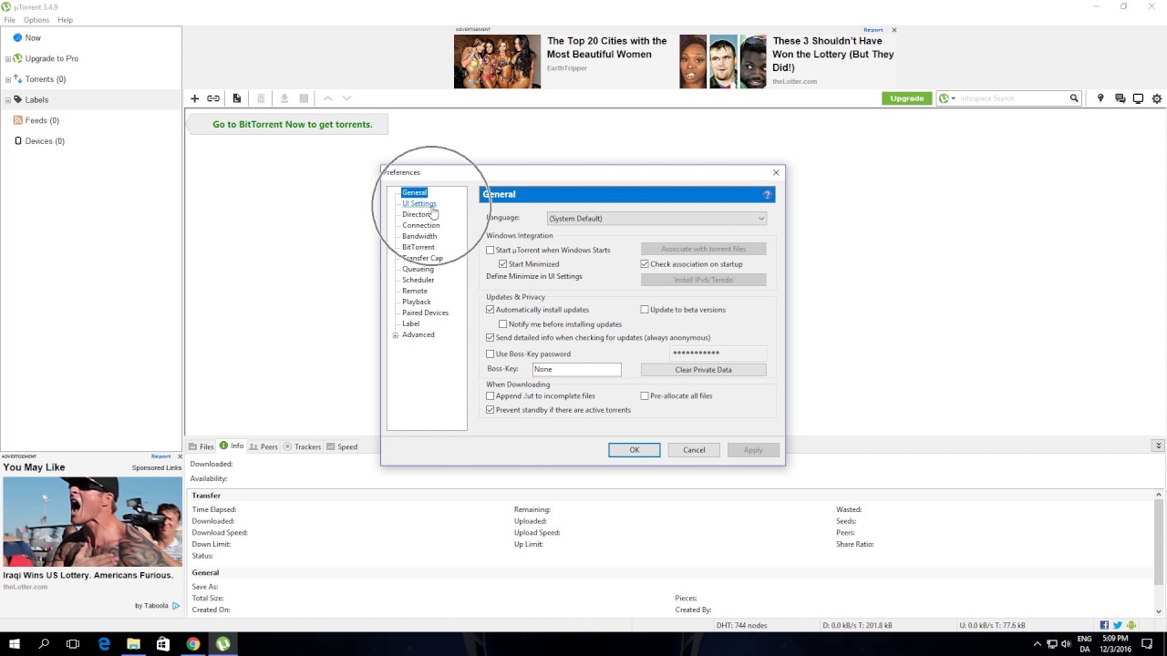How To Disable Close Button Closes UT To Tray In Utorrent YouTube How To Disable Close Button Closes UT To Tray In Utorrent YouTube