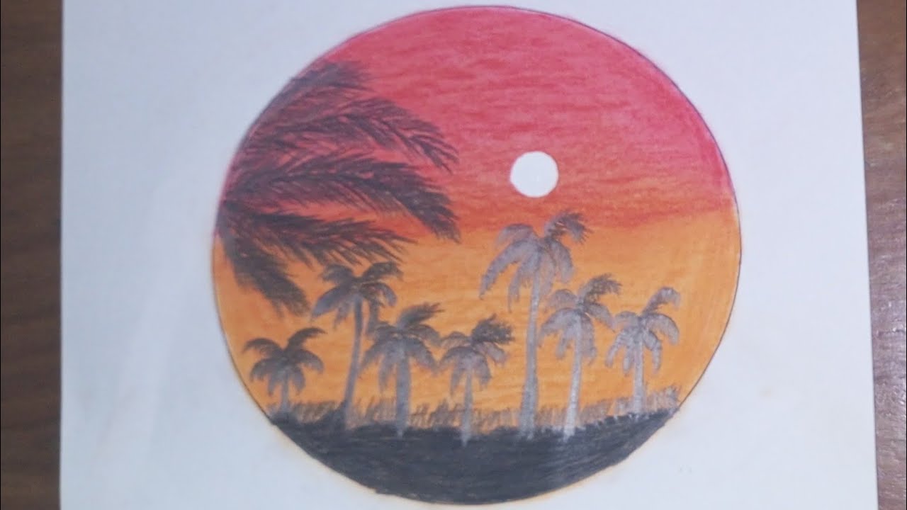 Easy Sunset drawing tutorial with oil pastels - Step by step - YouTube