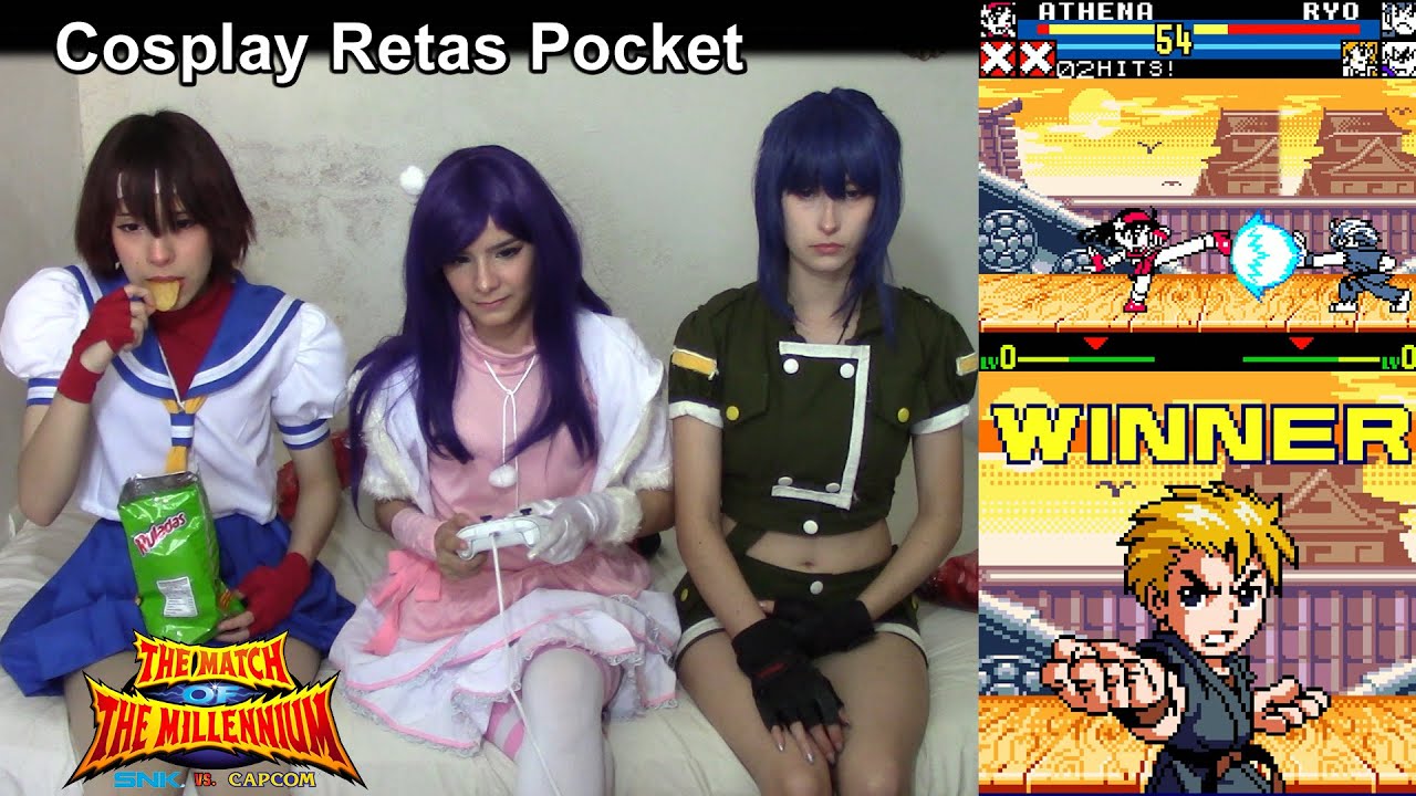 Cosplay Retas - Ryo vs Sakura, Athena y Leona | SNK vs Capcom (Neo Geo ...