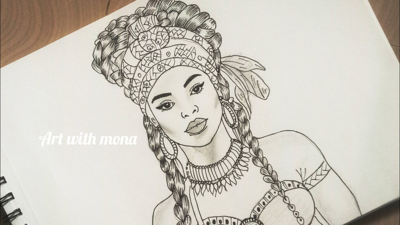 how to draw a beautiful african girl face drawing..||AFRICAN GIRL FACE ...