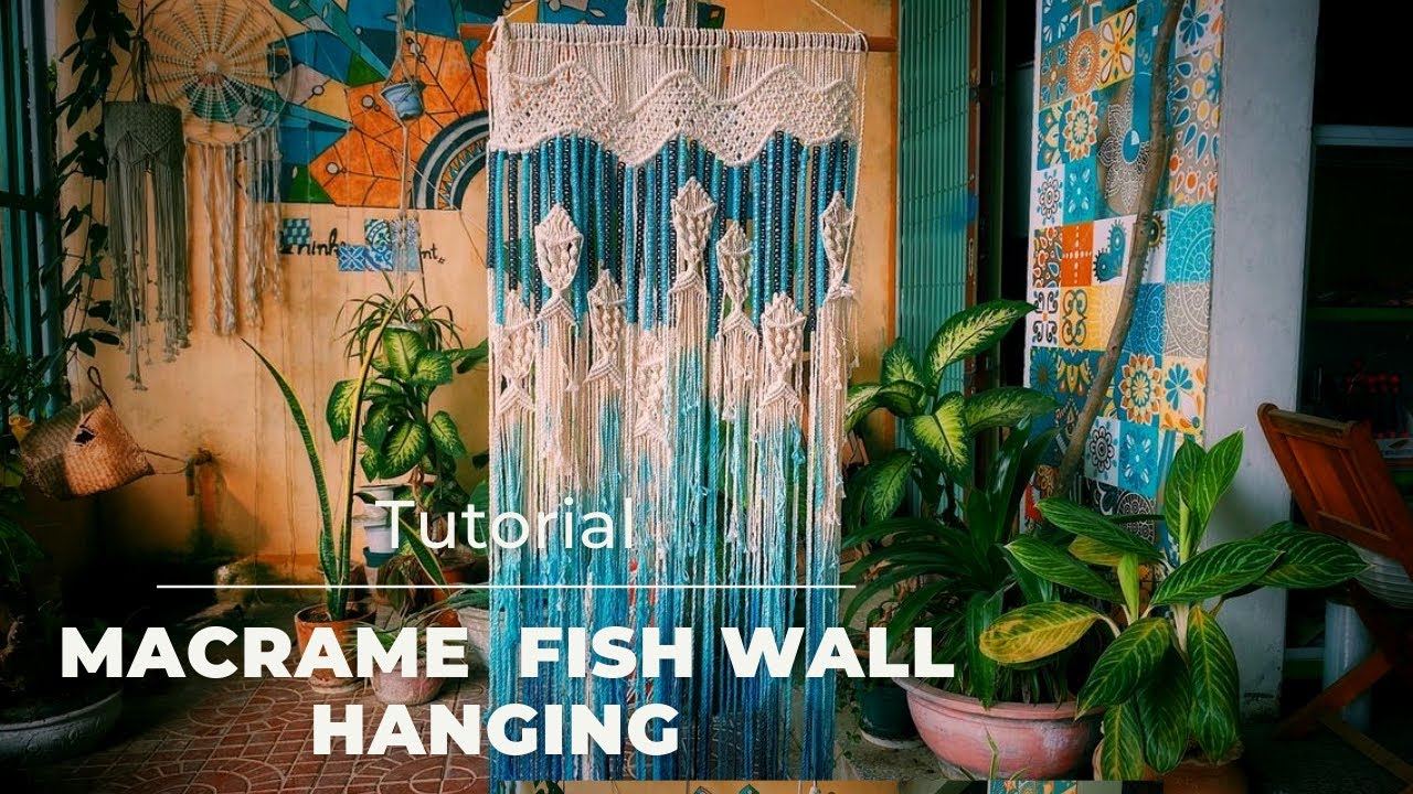 DIY MACRAME FISH WALL HANGING | Hướng dẫn làm mành cá treo tường ...